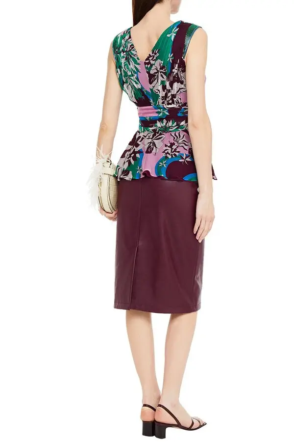 Emilio Pucci Pleated Printed Silkblend Georgette Top