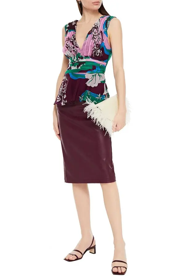 Emilio Pucci Pleated Printed Silkblend Georgette Top