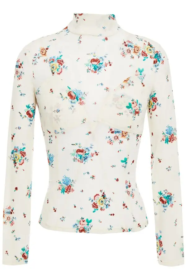Rabanne Floral-print Turtleneck Top