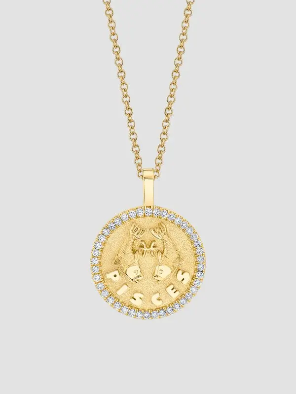 ANITA KO Zodiac 18k & 0.48 Tcw Diamond Large Coin Pendant Necklace - Pisces