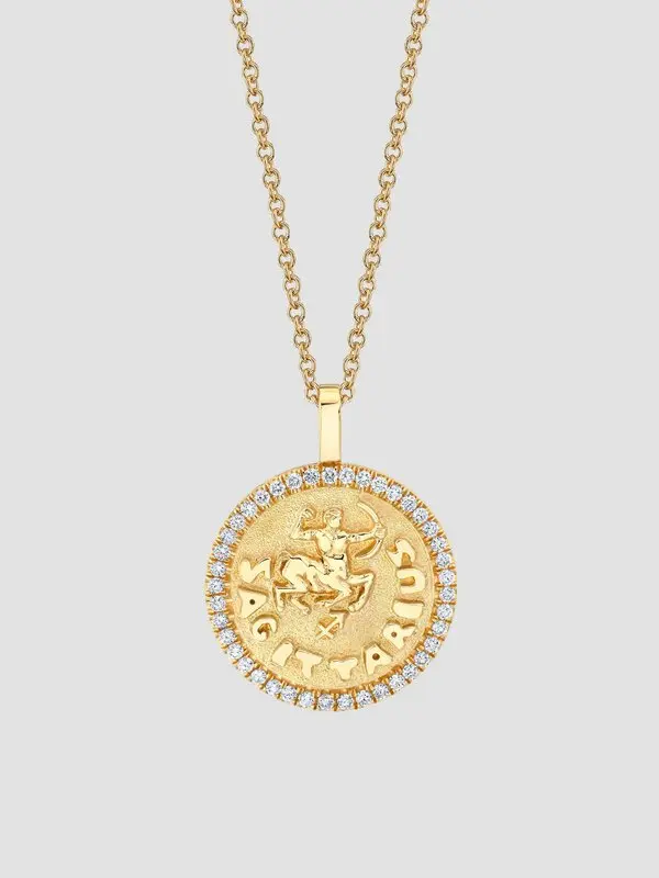 ANITA KO Zodiac 18k & 0.48 Tcw Diamond Large Coin Pendant Necklace - Sagittarius