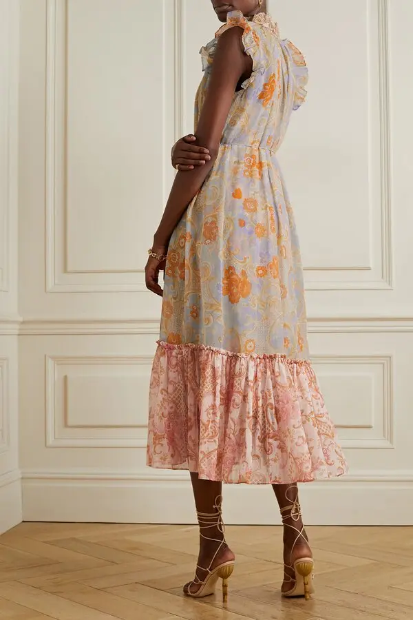 knee length dresses for ladies MINKPINK Dolce Multi Vintage Postcard Print Midi Sundress main image 0
