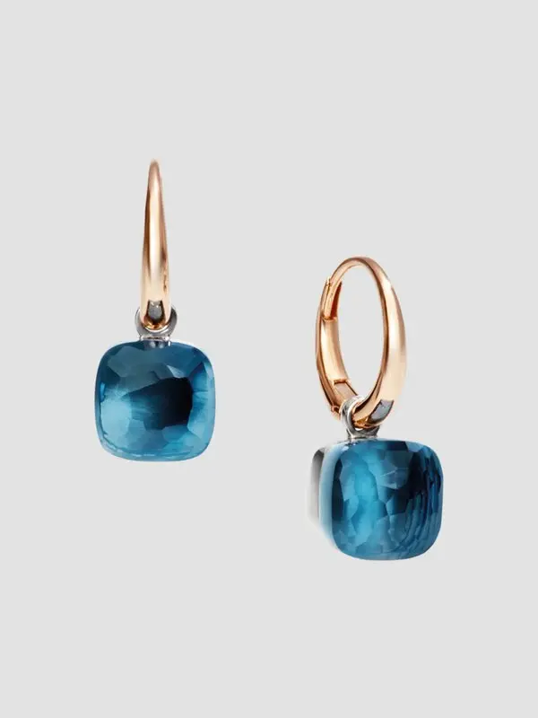 Pomellato Nudo Petit Two-tone 18k Gold & London Topaz Drop Earrings - Blue