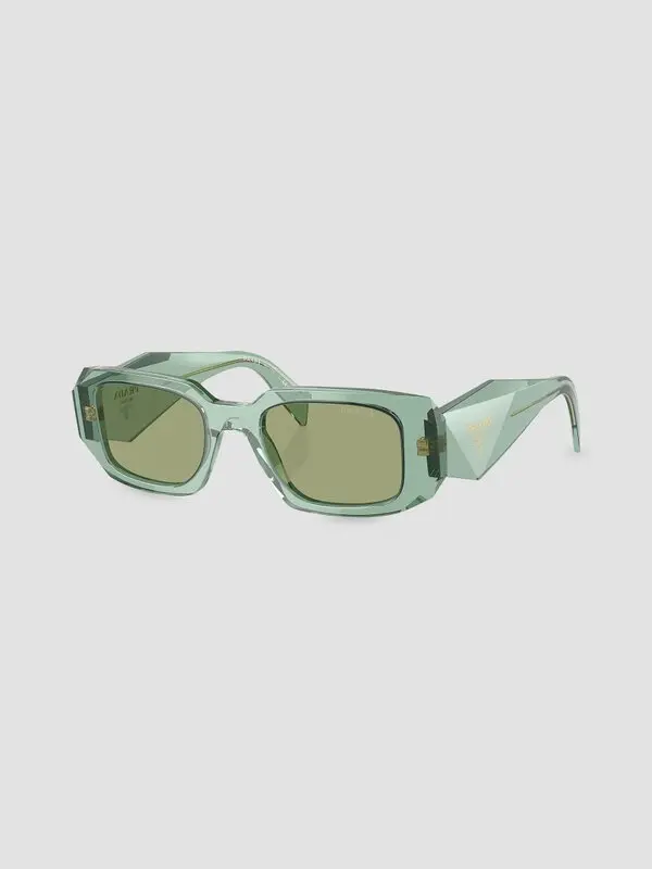 Prada 49mm Rectangle Sunglasses - Translucent Teal Green