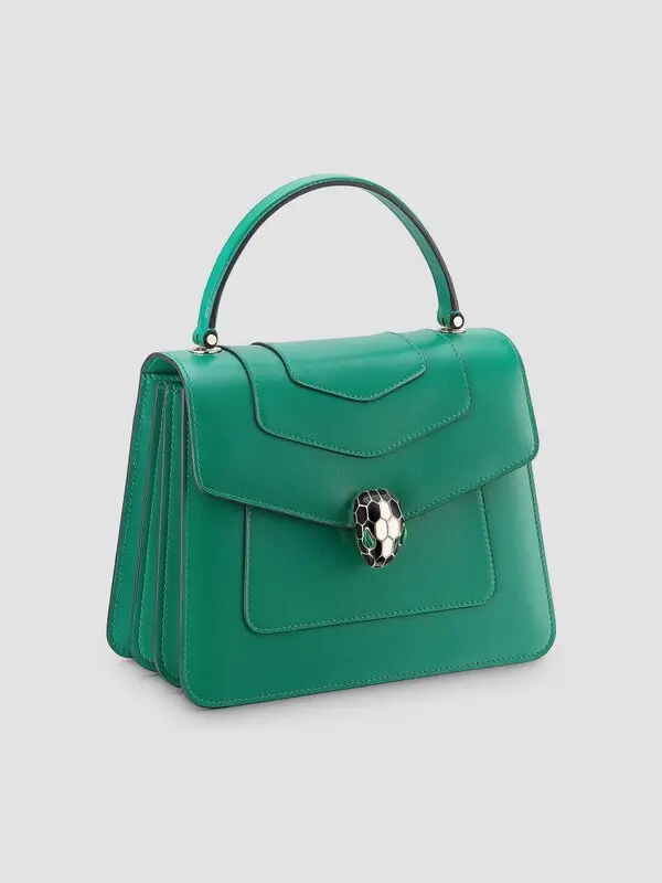BVLGARI Serpenti Leather Top Handle Bag