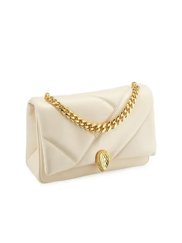 BVLGARI Serpenti Cabochon Matelassé Leather Mini Bag - Ivory Opal