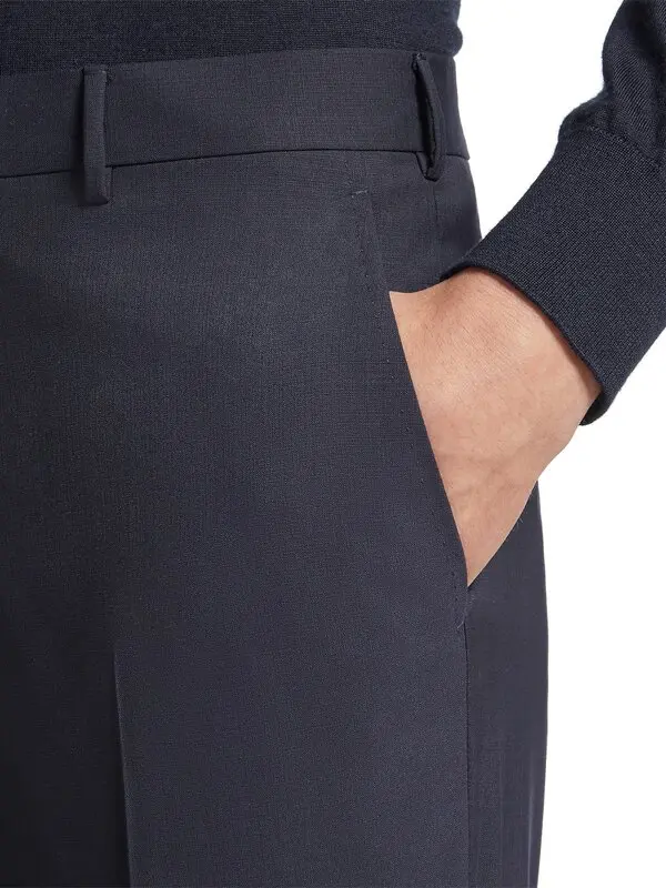 Zegna High Performance Wool Pants - Navy Blue