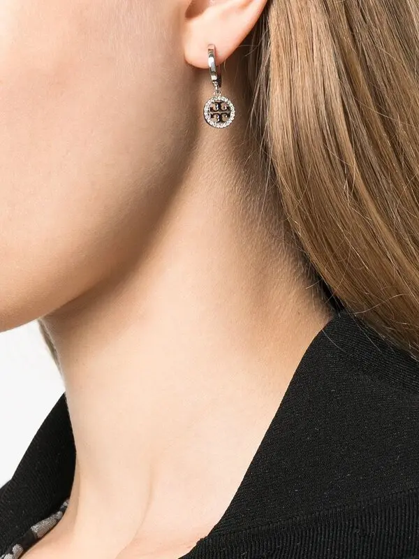 Tory Burch Icon Pavé Hoop Earrings