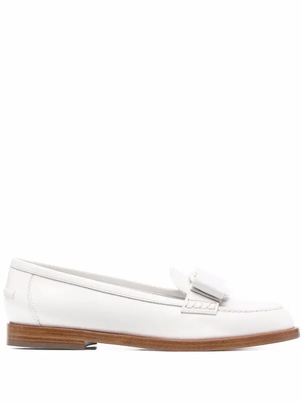FERRAGAMO Viva Bow-embellished Loafers - White
