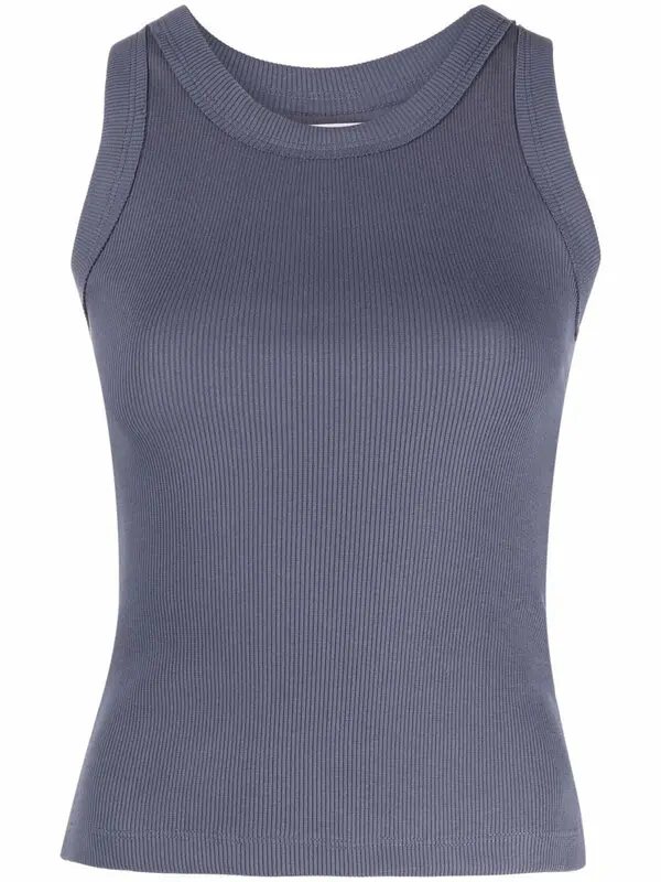 STYLAND Jersey Ribbed Knit Vest - Blue