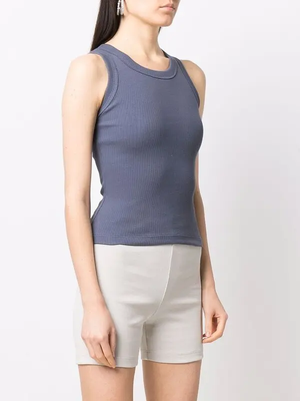 STYLAND Jersey Ribbed Knit Vest - Blue