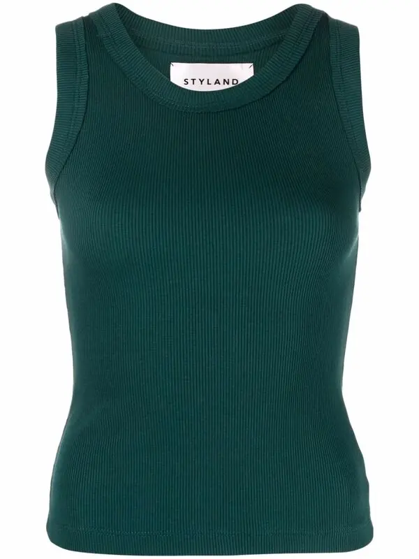 STYLAND Ribbed Knit Vest Top - Green