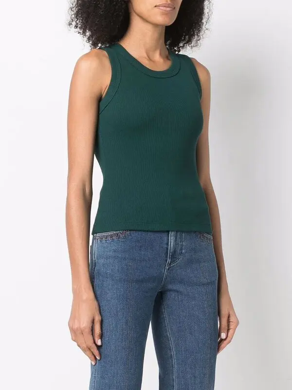 STYLAND Ribbed Knit Vest Top - Green