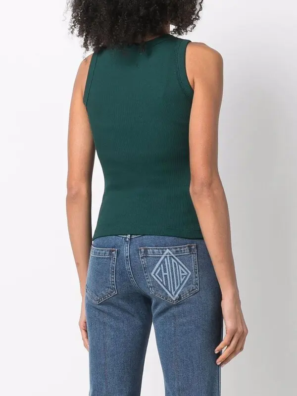 STYLAND Ribbed Knit Vest Top - Green