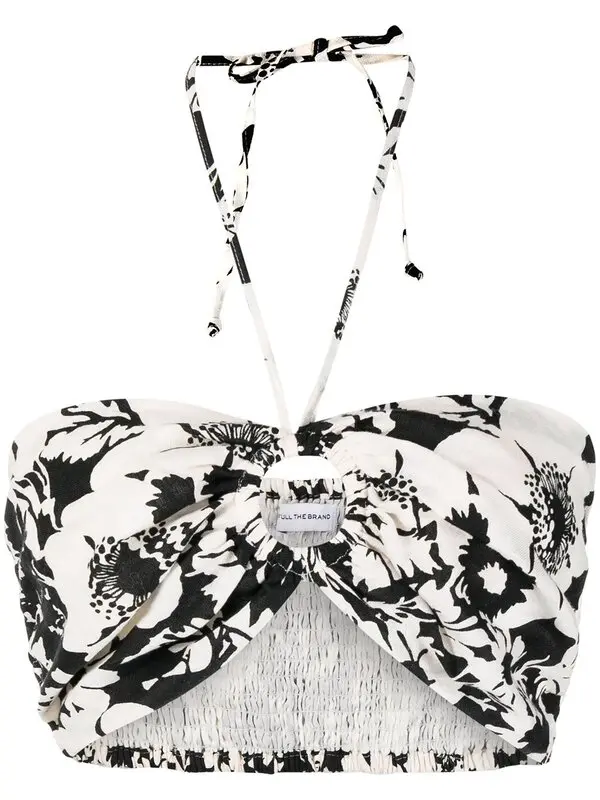 Faithfull The Brand Cyprus Caronia Floral-print Bralette Top - Black