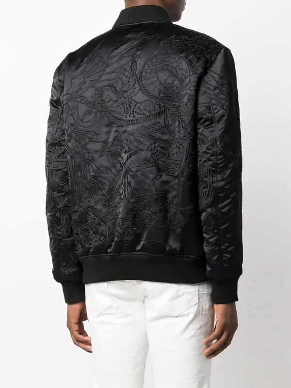Philipp Plein Tattoo-motif Embroidered Bomber Jacket - Black