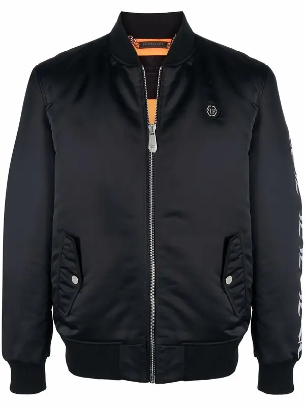 Philipp Plein Logo-print Bomber Jacket - Black