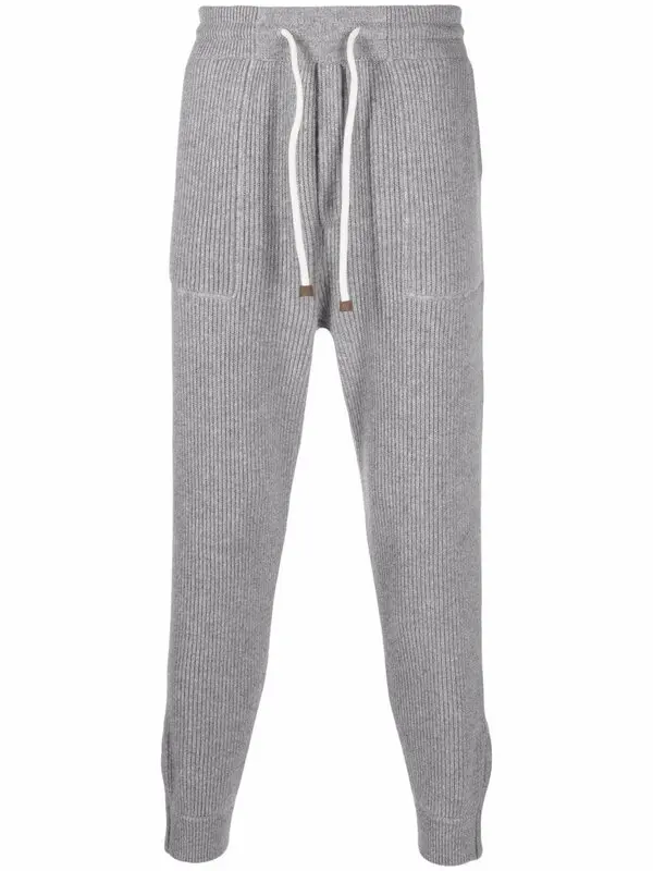 Brunello Cucinelli Ribbed-knit Cashmere Sweatpants - Grey