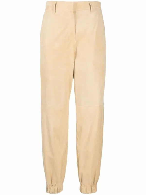 Brunello Cucinelli Cuffed-ankle Leather Trousers