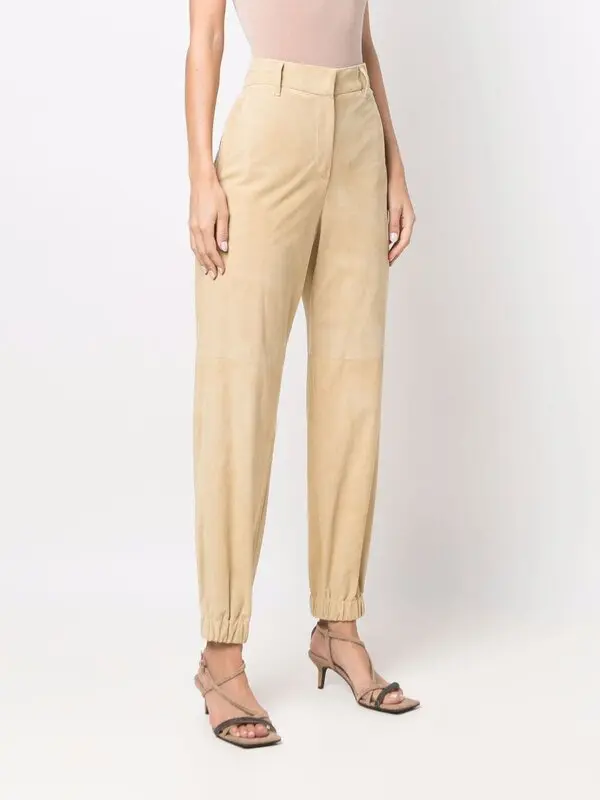 Brunello Cucinelli Cuffed-ankle Leather Trousers