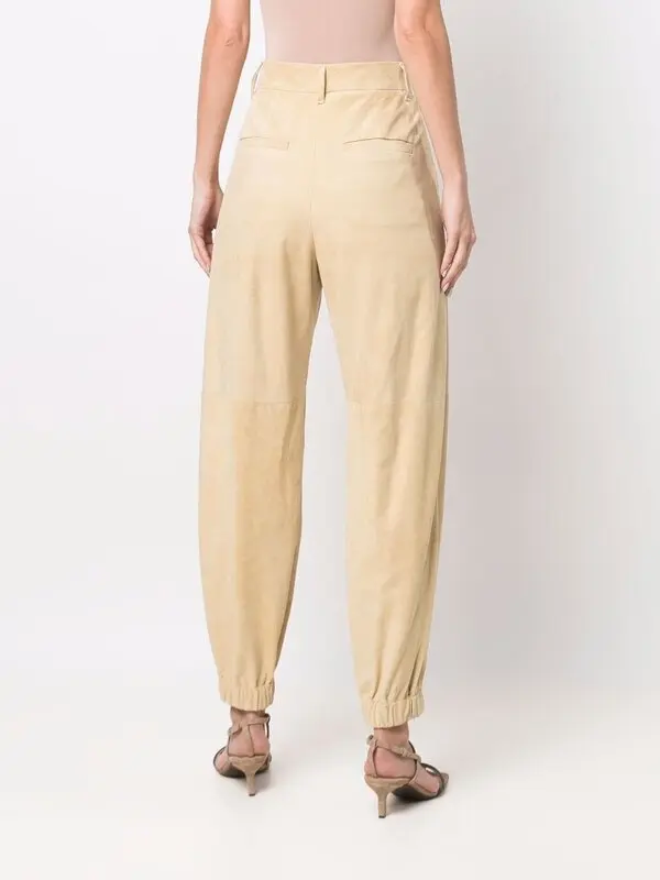 Brunello Cucinelli Cuffed-ankle Leather Trousers