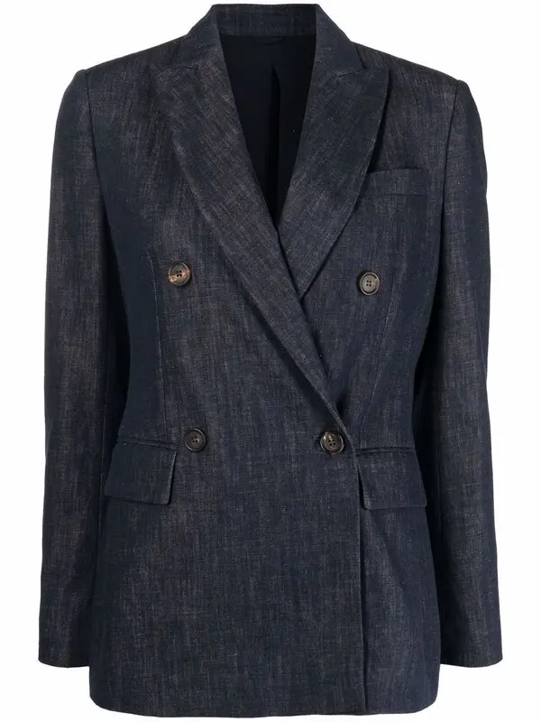 Brunello Cucinelli Denim Double-breasted Blazer - Blue