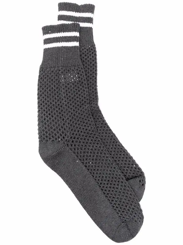 Brunello Cucinelli Striped Edge Mesh Socks - Grey