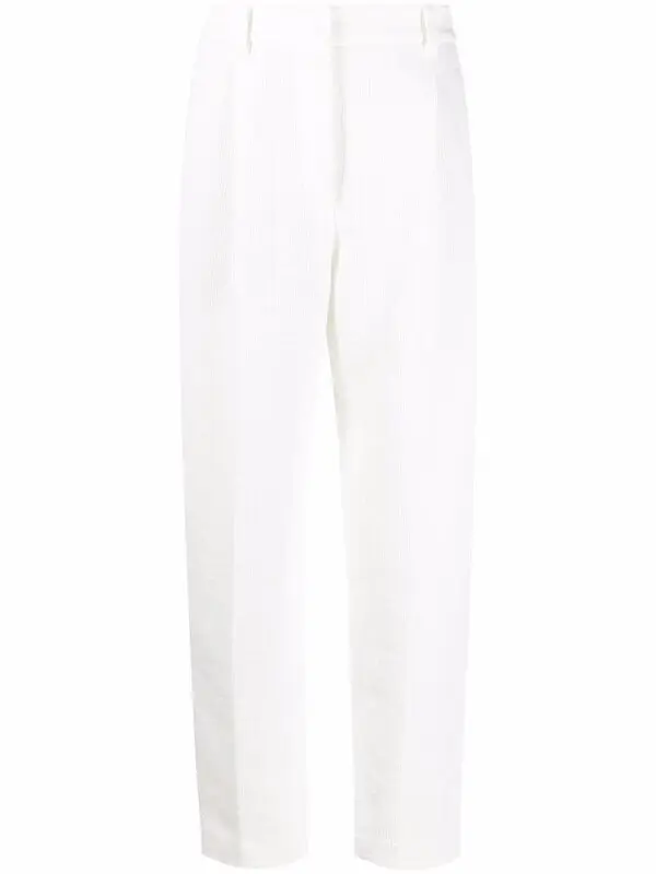 Brunello Cucinelli Linen-cotton Tapered Trousers - White