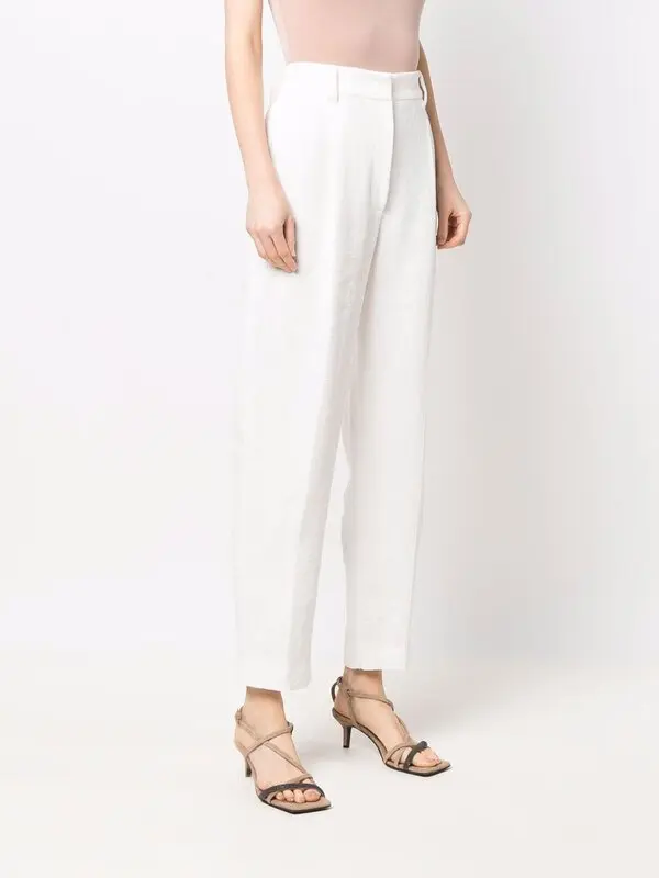 Brunello Cucinelli Linen-cotton Tapered Trousers - White