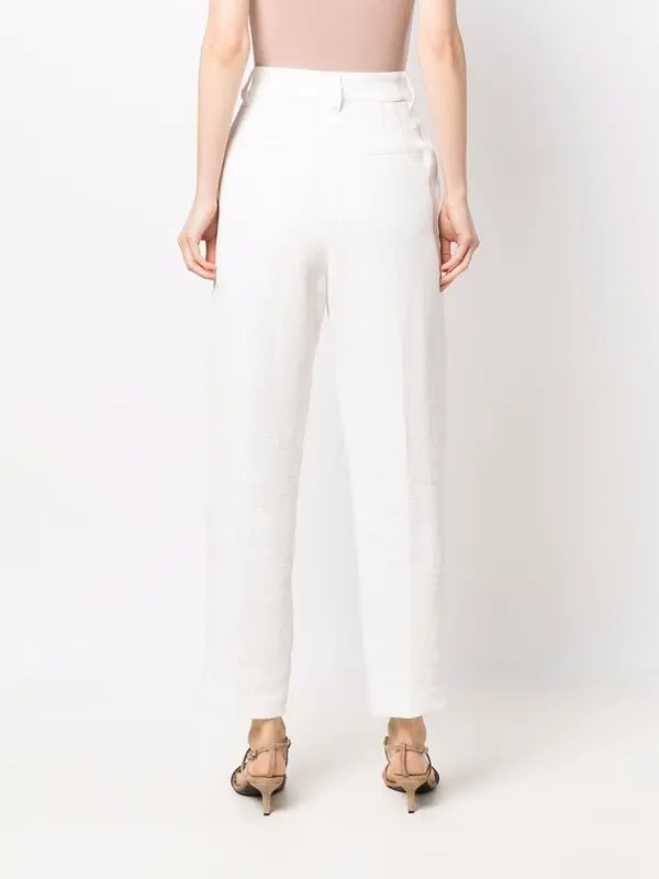 Brunello Cucinelli Linen-cotton Tapered Trousers - White