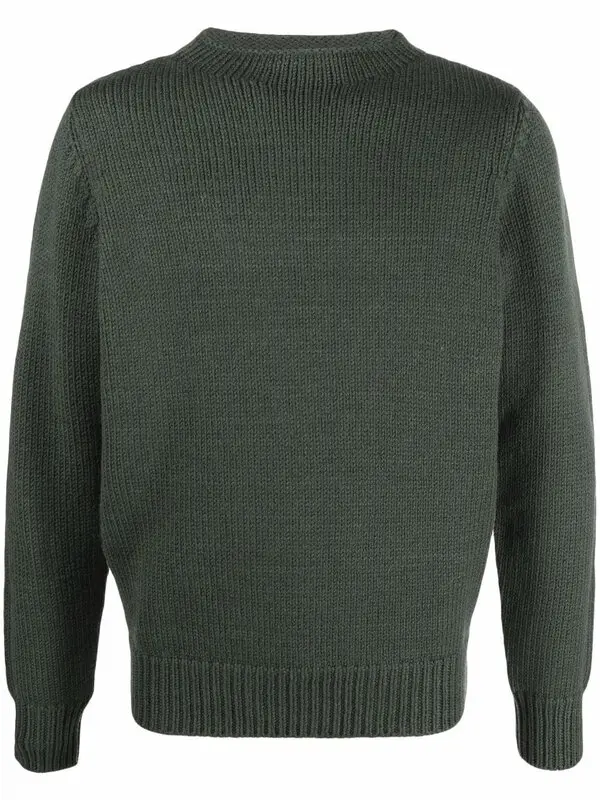DELL'OGLIO Merino Knit Crew Neck Jumper - Green