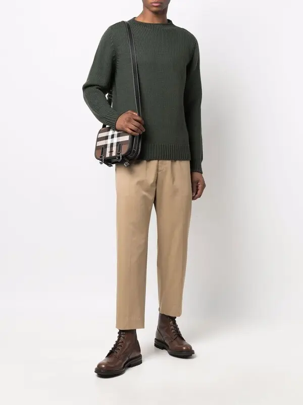 DELL'OGLIO Merino Knit Crew Neck Jumper - Green