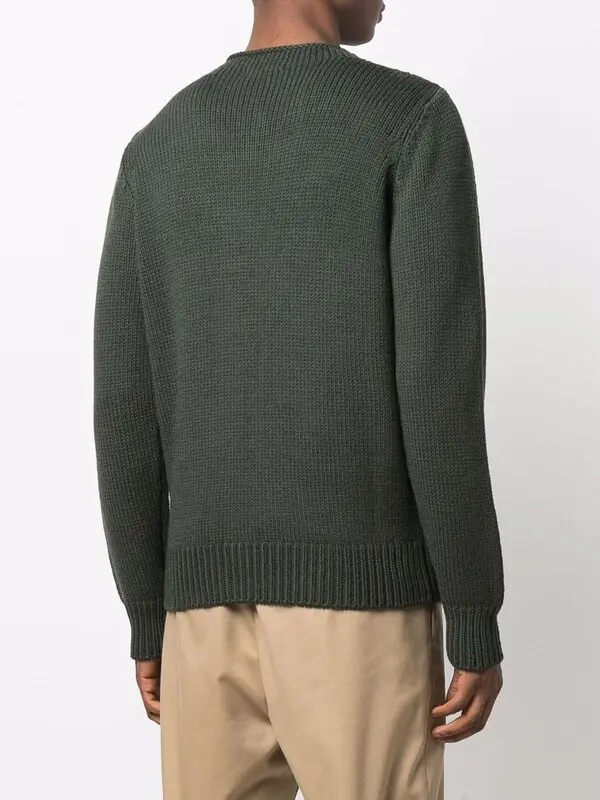 DELL'OGLIO Merino Knit Crew Neck Jumper - Green
