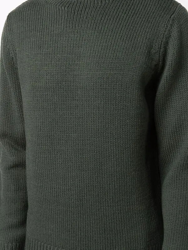 DELL'OGLIO Merino Knit Crew Neck Jumper - Green
