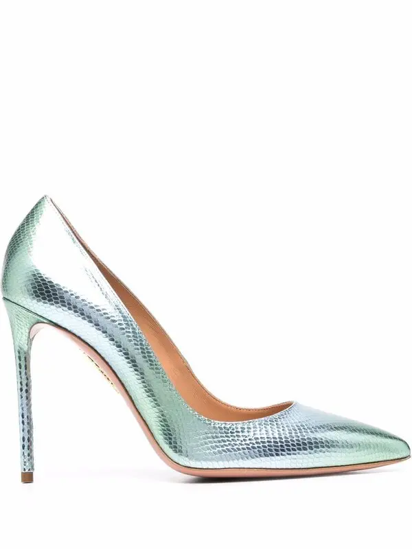 AQUAZZURA Purist Metallic-effect 105mm Pumps
