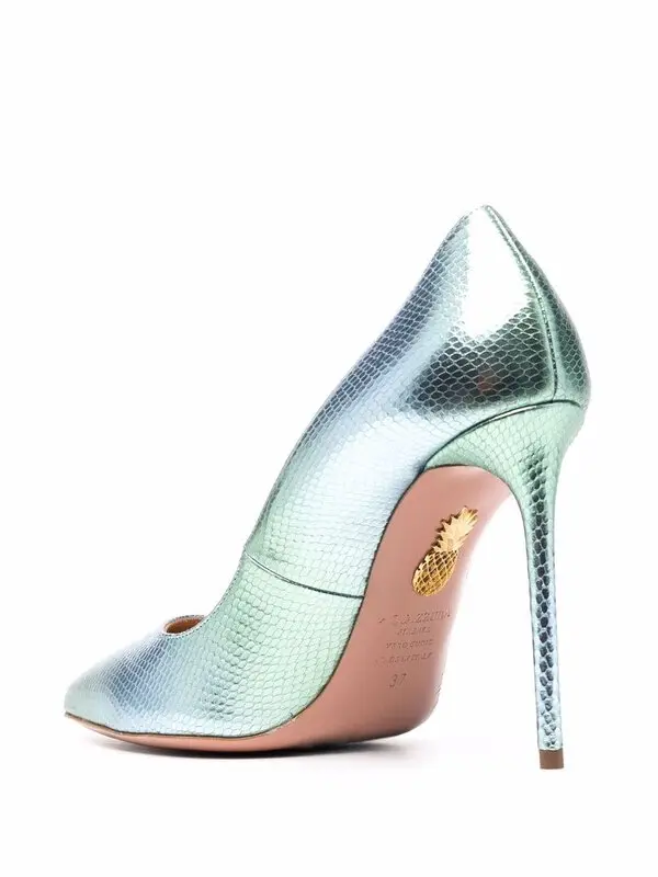 AQUAZZURA Purist Metallic-effect 105mm Pumps
