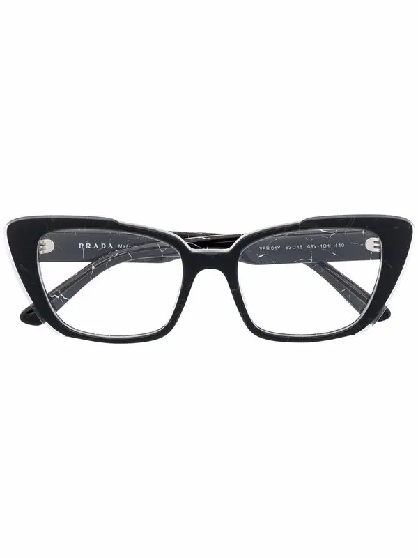 Prada Marbled Cat Eye Frame Glasses - Black
