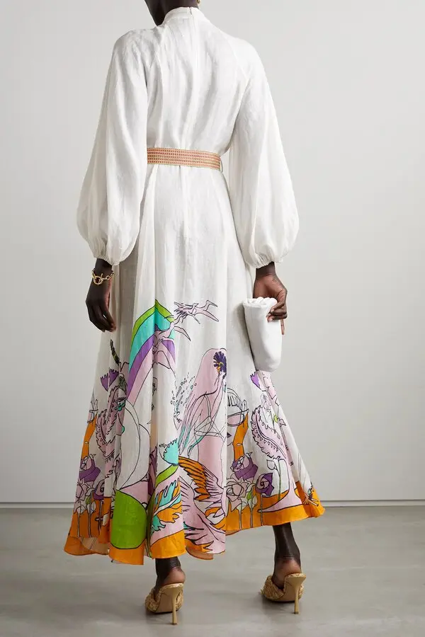 Zimmermann Lola Belted Printed Linen Maxi Dress In Ivory - 50% Off |  Editorialist