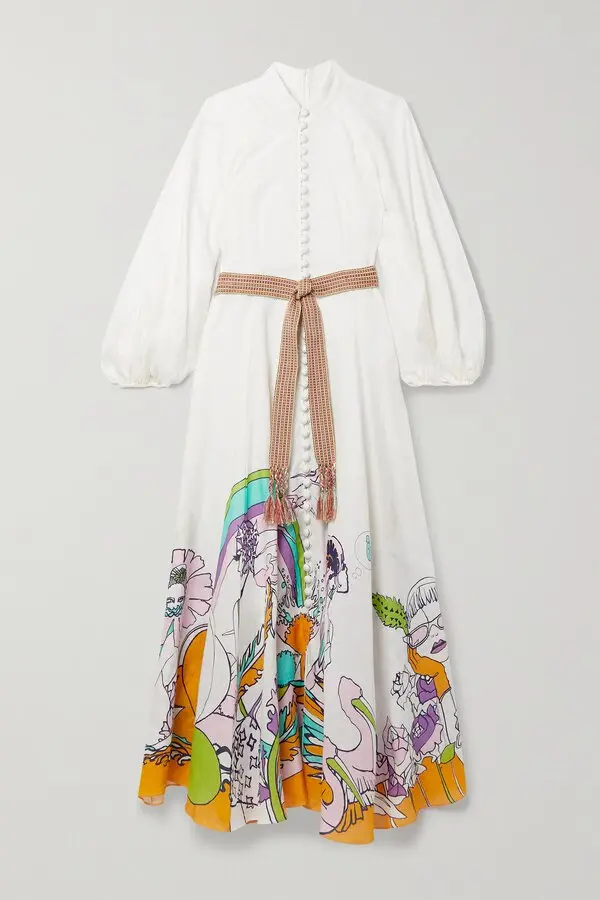 Zimmermann Lola Belted Printed Linen Maxi Dress In Ivory - 50% Off |  Editorialist