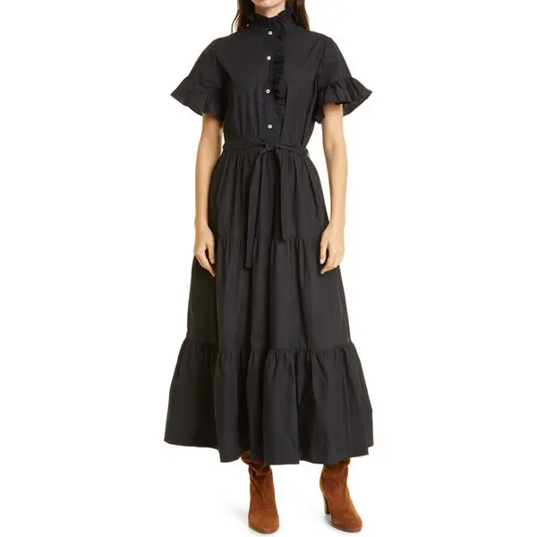 Mille Victoria Ruffle Front Dress - Black