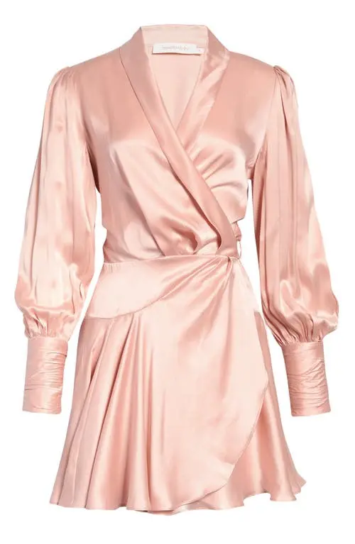 Zimmermann Long Sleeve Silk Wrap Minidress