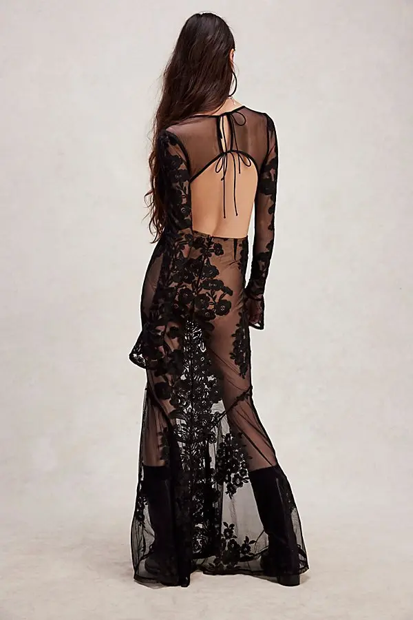 for love & lemons temecula cut out maxi dress For Love & Lemons Temecula Cut Out Maxi Dress In Onyx - 23% Off