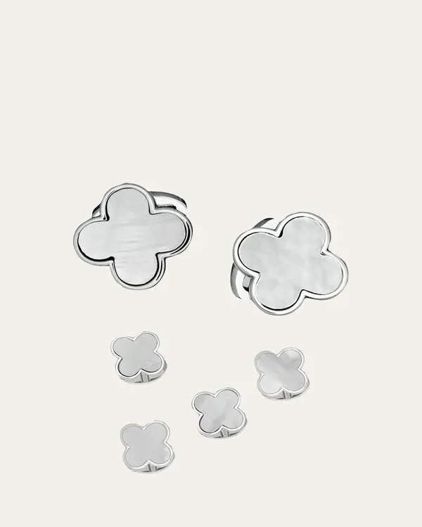 JAN LESLIE Mother-of-pearl Clover Cufflink Stud Set - One-color