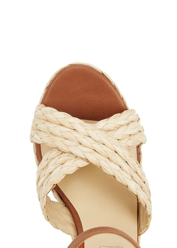 JIMMY CHOO Dellena 100 Raffia Espadrille Wedge Sandals