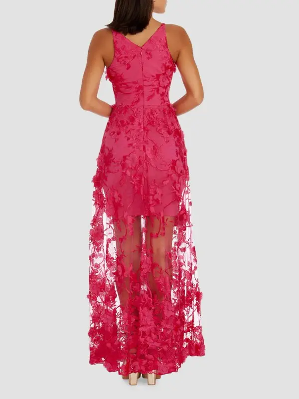 Dress The Population Sidney Sheer Lace Gown - Begonia