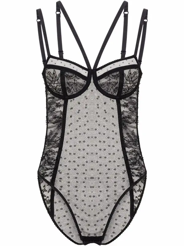 Dolce & Gabbana Lace Balconette Bodysuit - Black