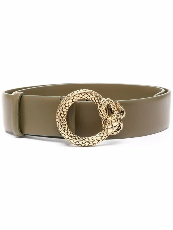 Alberta Ferretti Snake-buckle Leather Belt