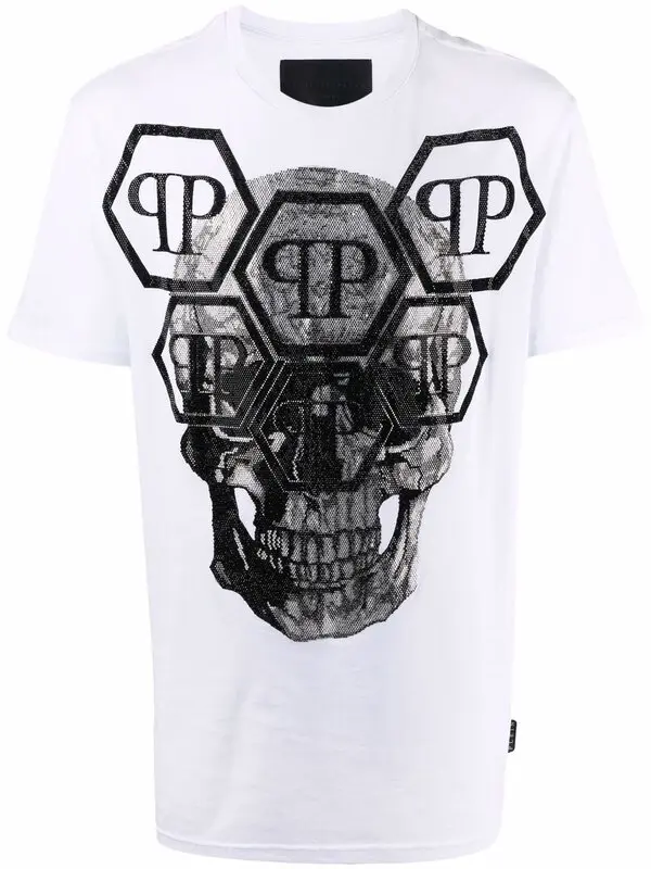 Philipp Plein Crystal Skull Logo T-shirt - White