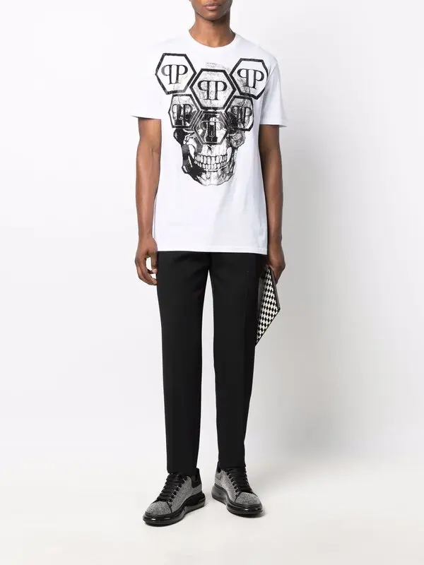 Philipp Plein Crystal Skull Logo T-shirt - White