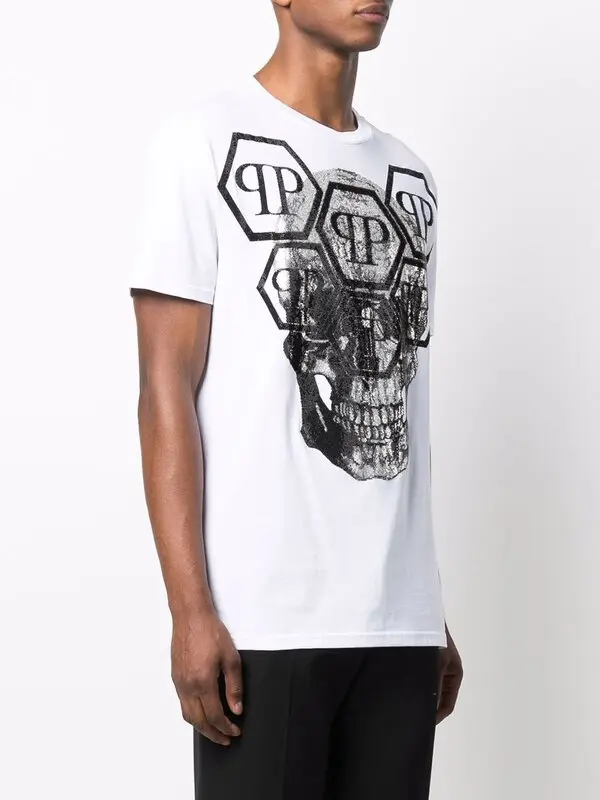Philipp Plein Crystal Skull Logo T-shirt - White